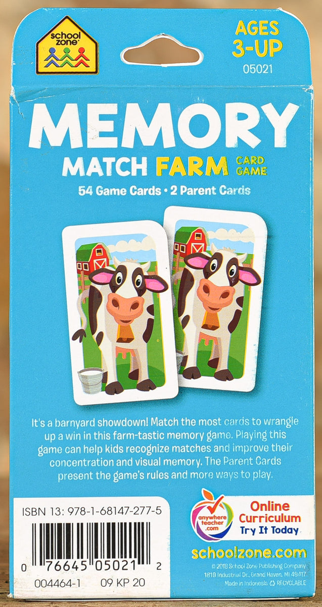 Card Game School Zone - Memory Match Farm – Foothill Mercantile